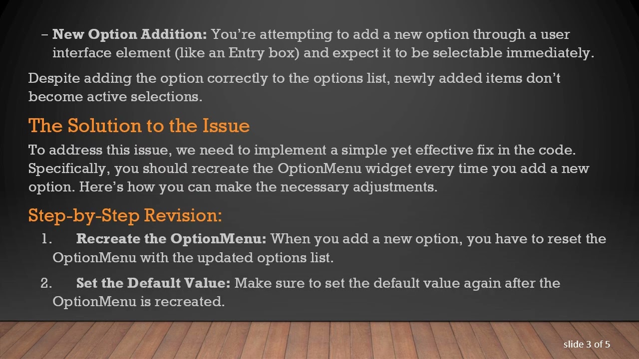 Solving the Cannot Select Option Issue in Tkinter's OptionMenu
