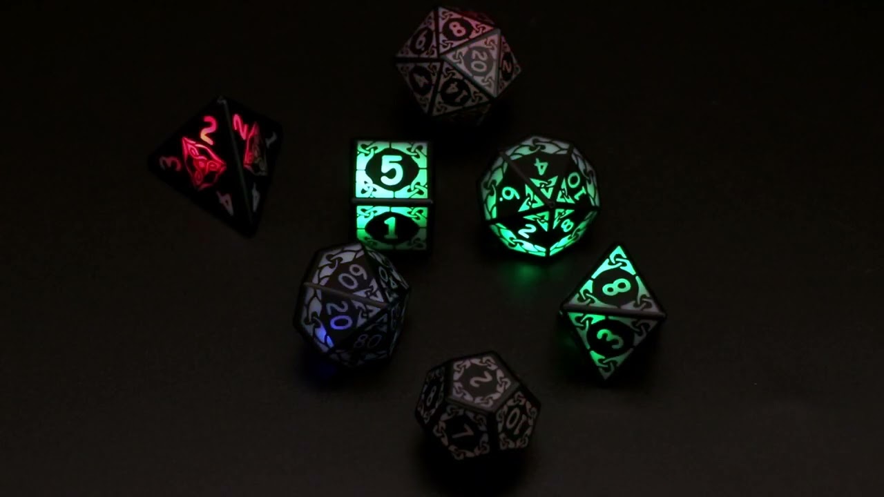 DND Dice Rechargeable with Charging Box, 7 PCS LED Electronic Dices