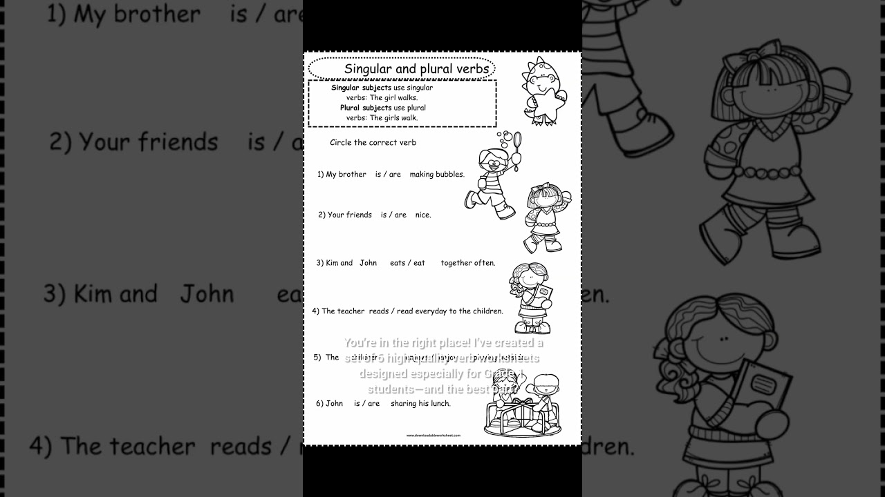 Free Verbs Worksheets for Grade www.downloadableworksheet.com