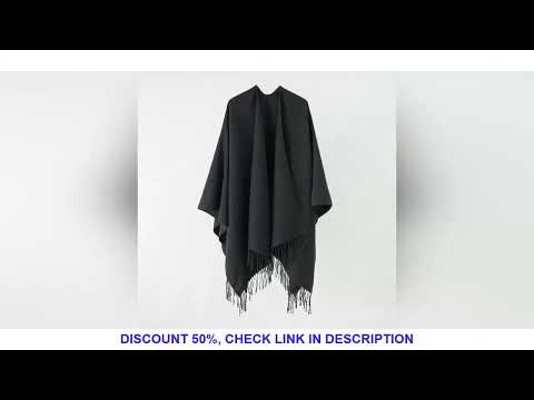 Monocromática Cashmere Cape Big Split Xaile Franja Monocromática Quente Europeu e Estados Unidos Com