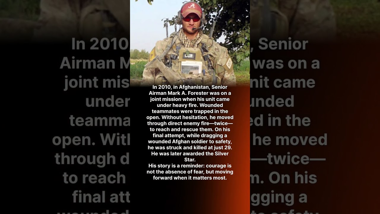 In 2010, in Afghanistan, Senior Airman Mark A. Forester was on a joint mission when his