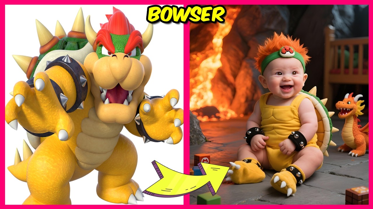 Super mario Characters As Babies 👶🏻 + Body Parts Quiz & Evolution Video | Bowser Growing up, Luigi