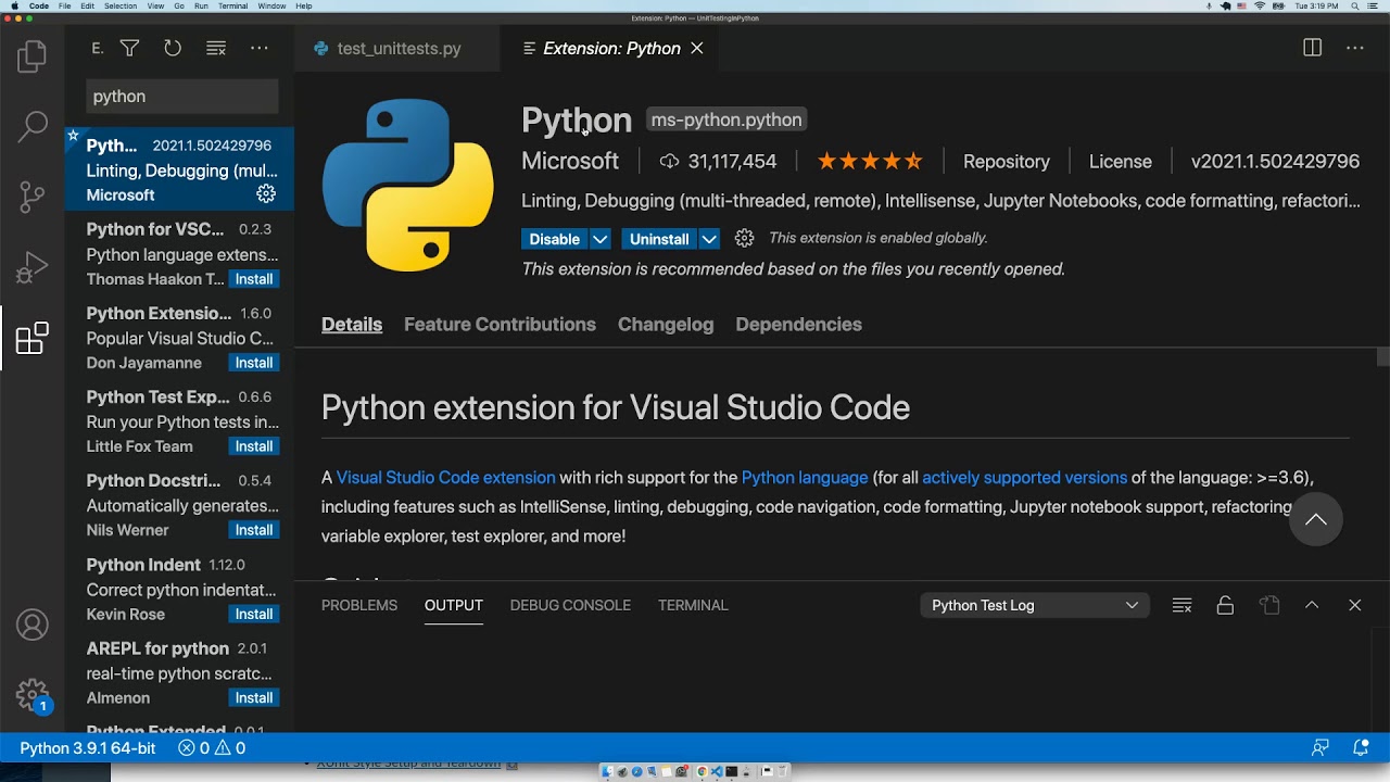 Setting up unit tests in Python with VSCode