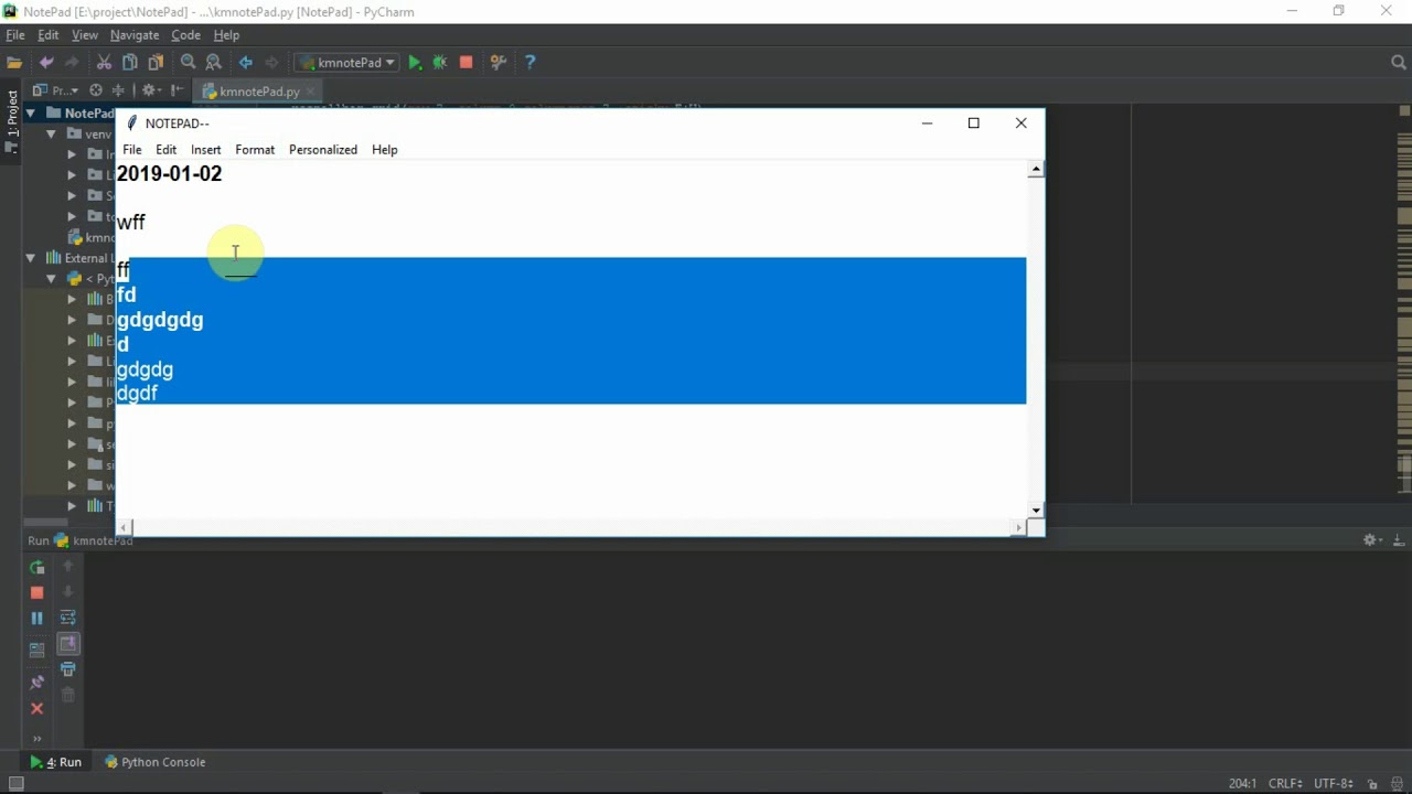Text Editor made using python  (Notepad--)