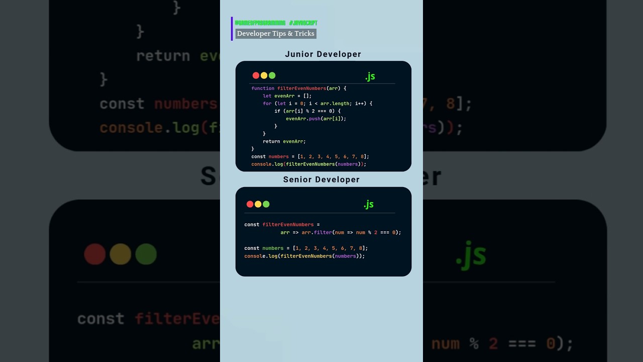 Junior Developer VS Senior Developer 👾 #javascript #coding #frontend #shorts #music #htmlcss #trend