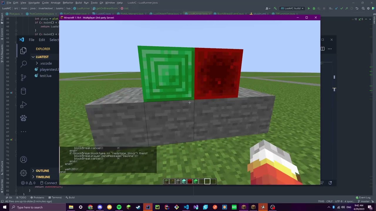 Events in The Lua Plugin