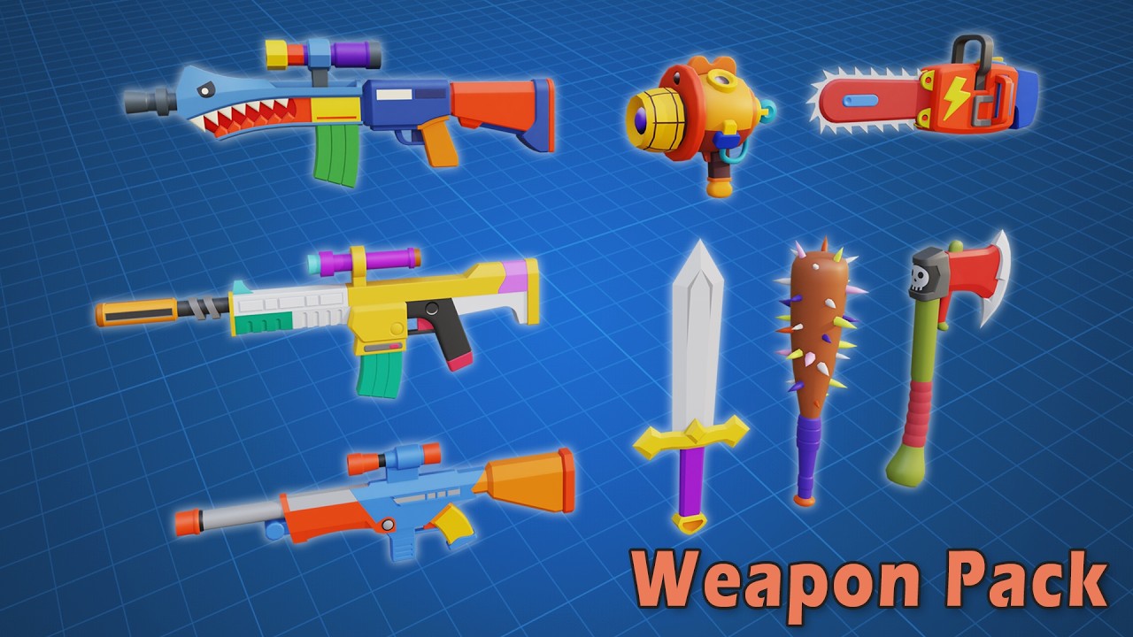 Game Ready 3D Weapons Pack - Cartoon Style - Available on CGTrader