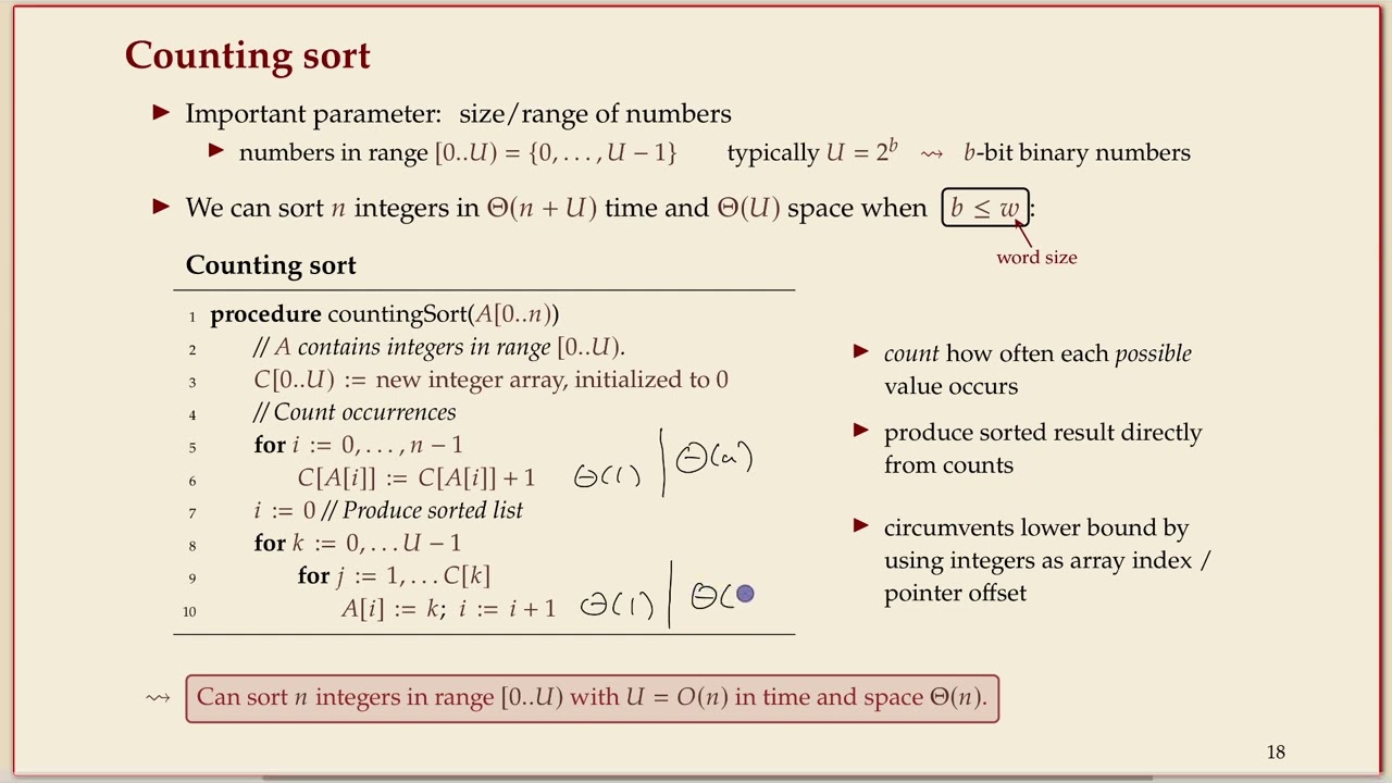 COMP526 (Fall 2022) 3-6 §3.4 Integer sorting