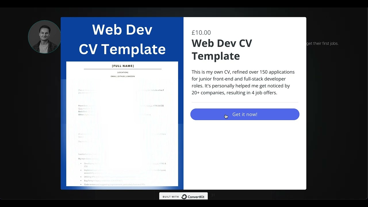 Junior Web Developer CV template