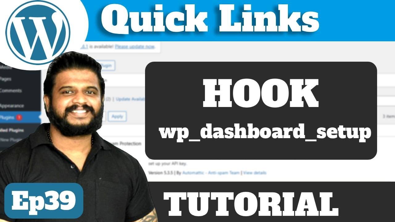 Ep39 - Quick Links in Wordpress Dashboard - WP Plugin Tutorial