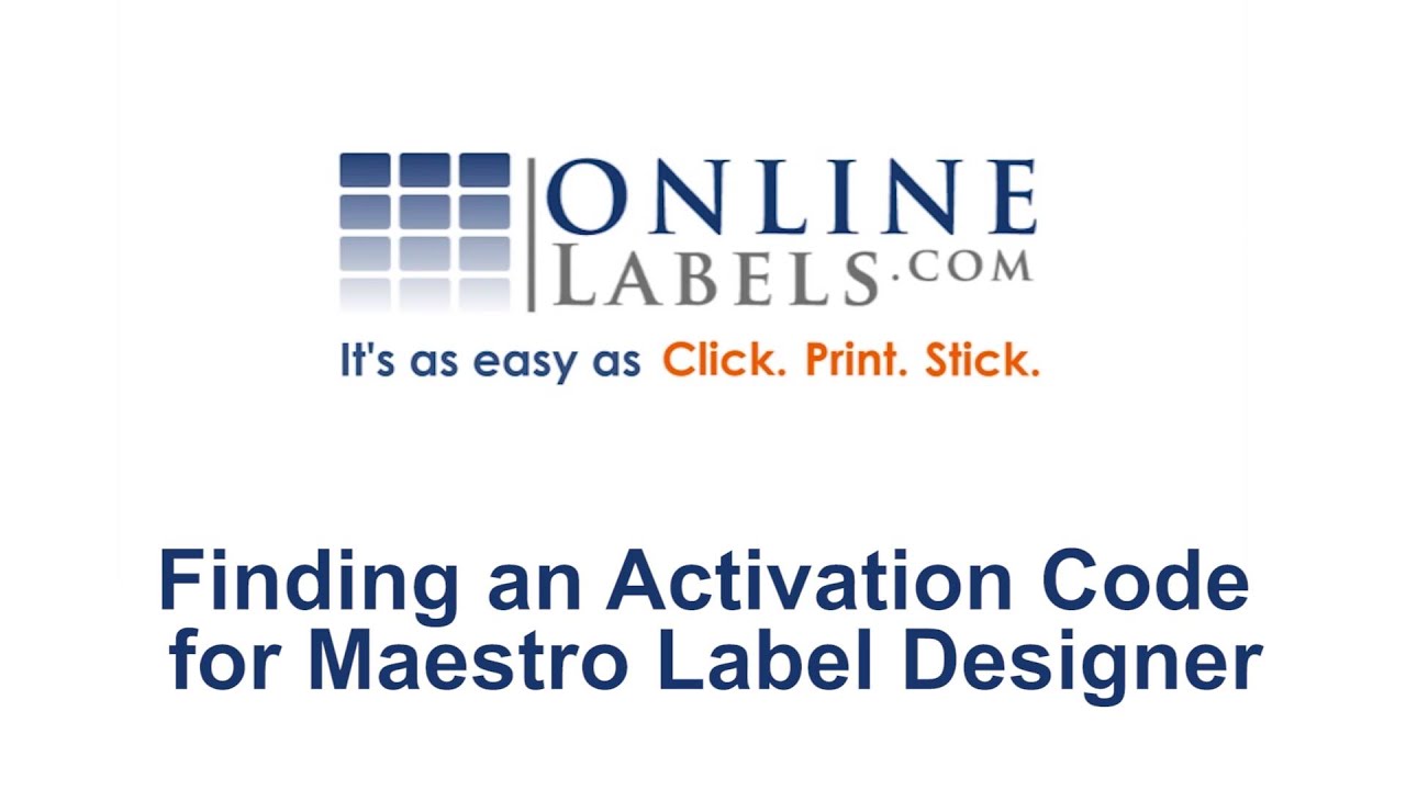 Finding an Activation Code for Maestro Label Designer