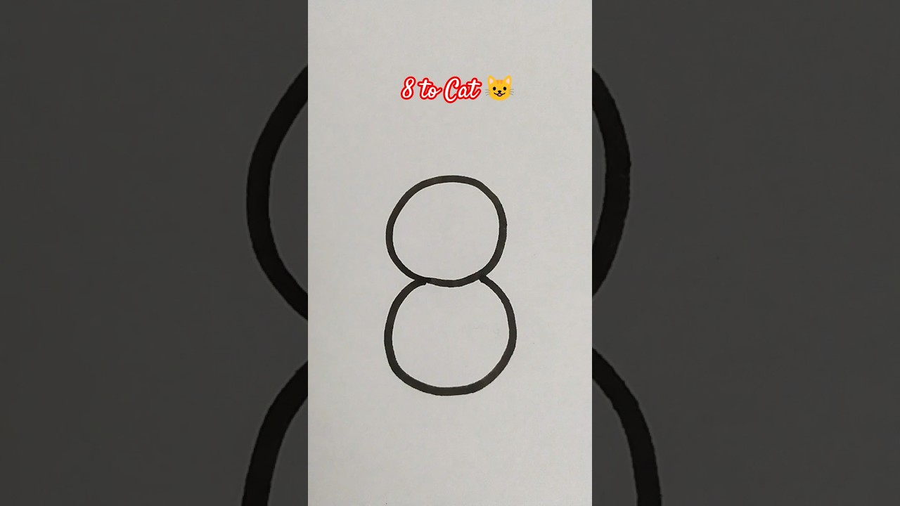 How to draw a Cat from number 8 #drawings #trending #art