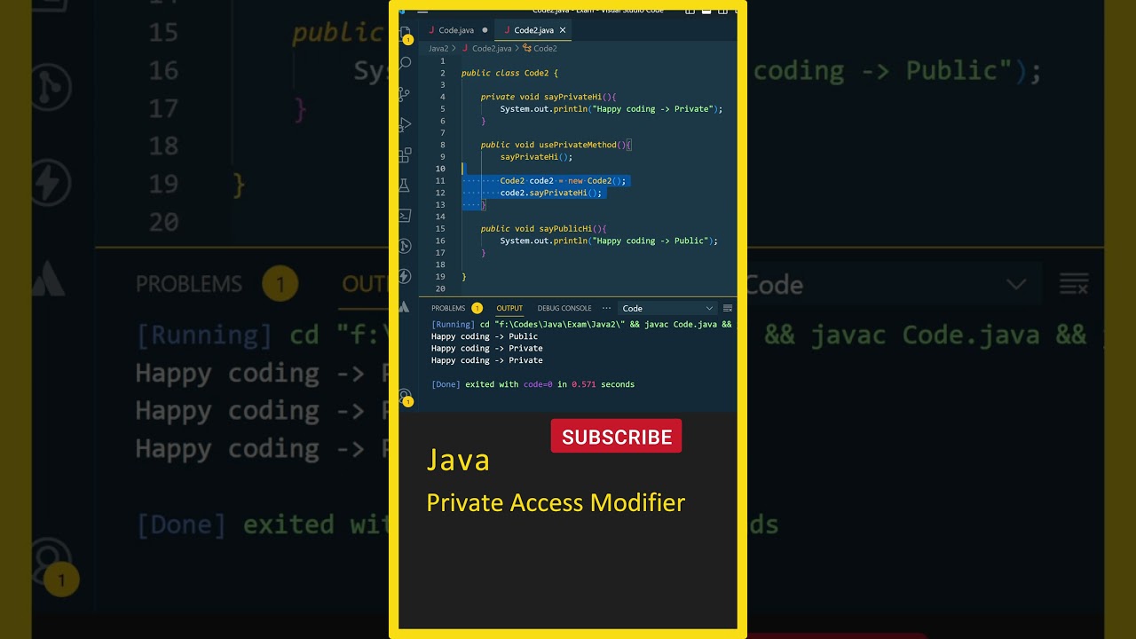 Java in Telugu, Access Modifiers Java, (Private Methods), Java OOPS, Java Tutorial for Beginners