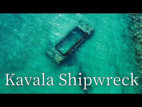 Shipwreck in Aspri Ammos, Kavala, Greece - by Drone [4K].