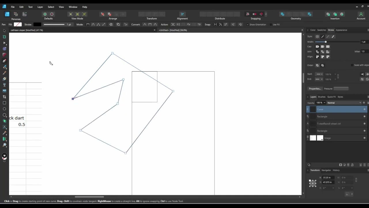 Affinity Designer 2 Bodice block drafting tutorial