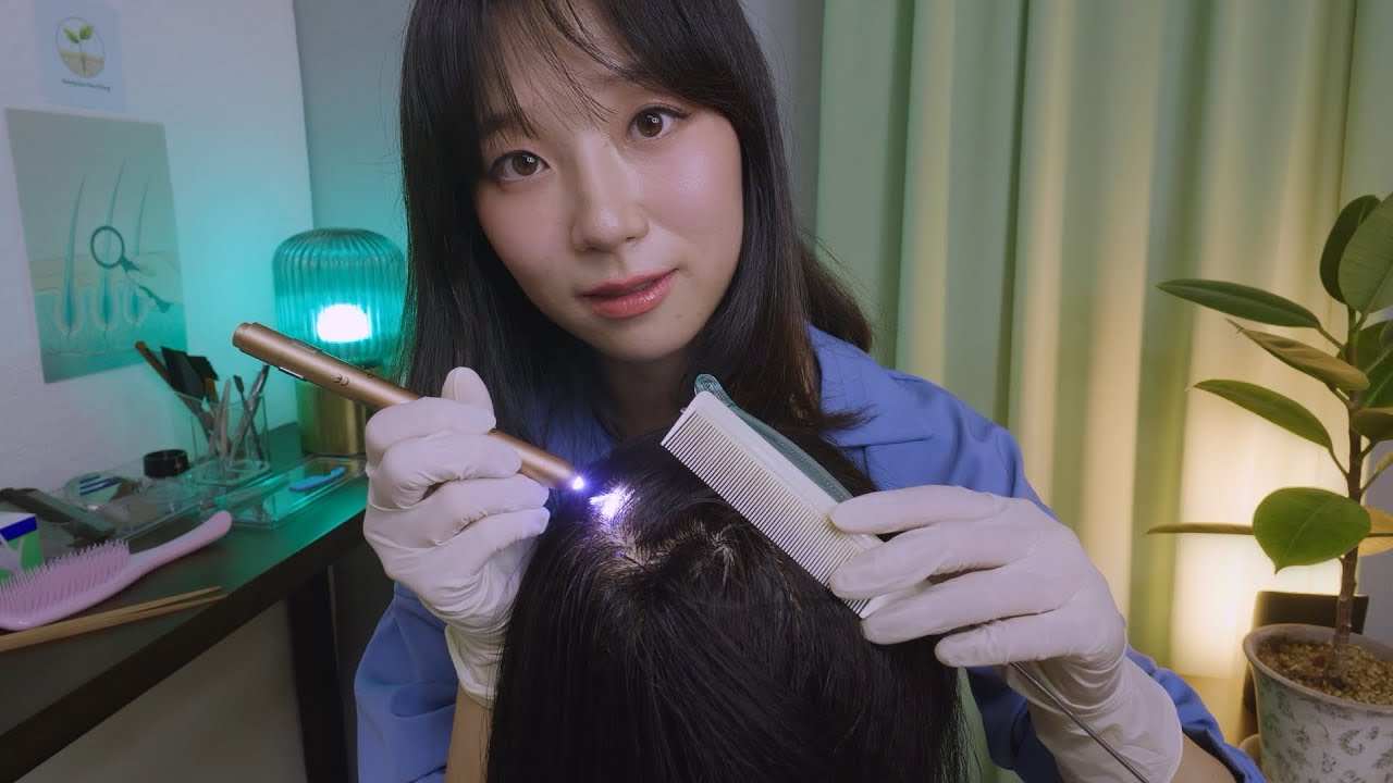 ASMR Relaxing Scalp Check for Itchy Scalp😌✨ scratching, lice check, brushing, treatment