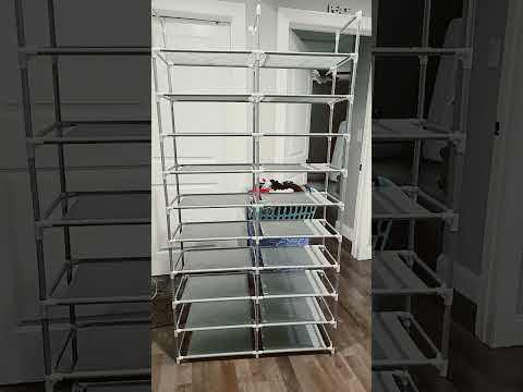HODYANN 10 Tiers Shoe Rack, 40 Pairs Shoe Rack Organizer, Space Saving Non-Woven Fabric Large Metal