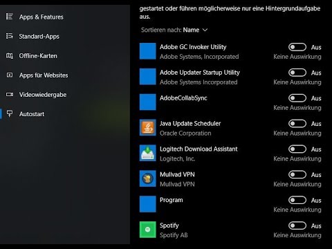 Windows 10 Apps Autostart aktivieren/deaktivieren