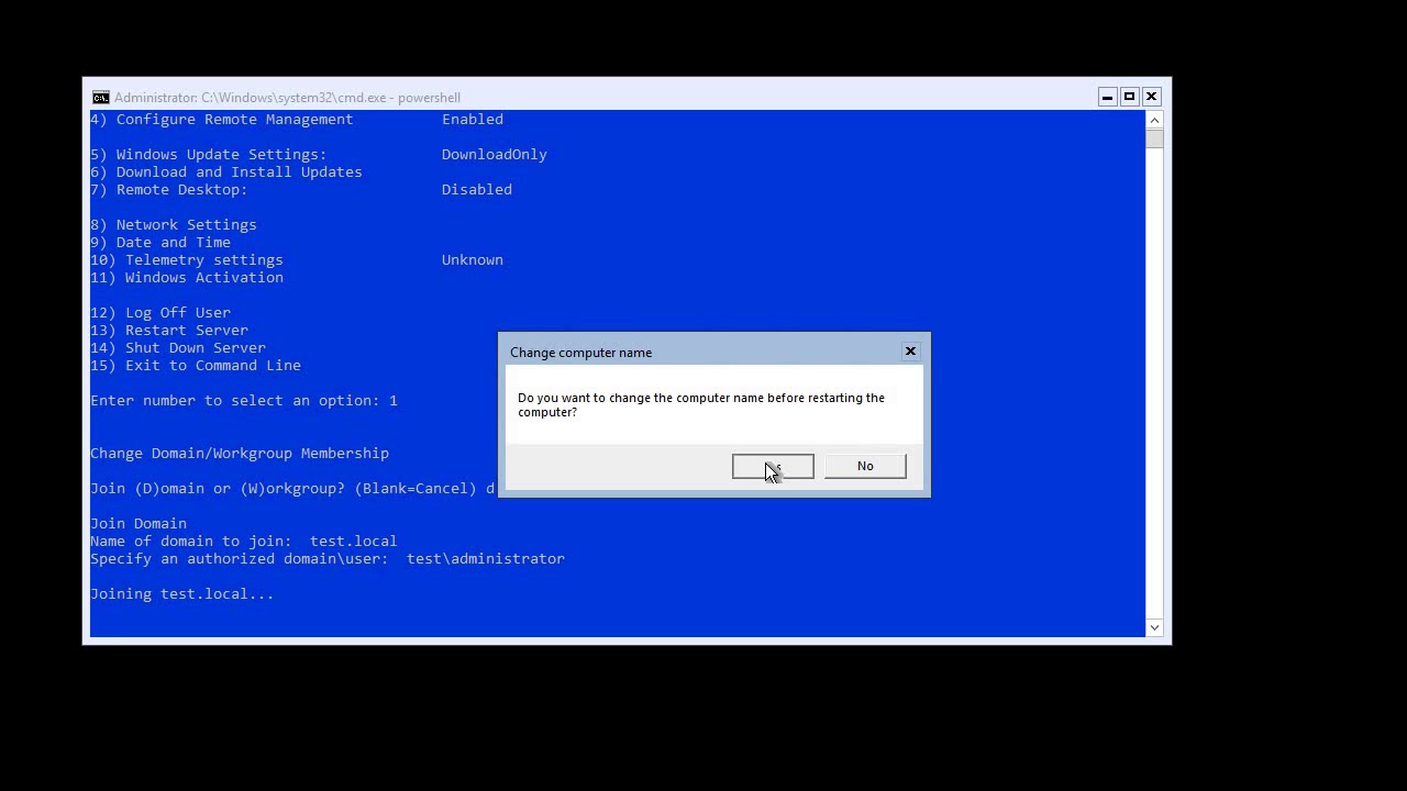 Join Windows Server Core 2016 To AD Domain