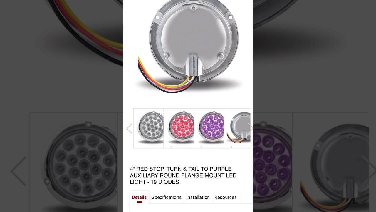 Trux 4” Flange Mount 19 Leds Stop, Turn & Tail To Purple Auxiliary Led # Tled-4XRPF