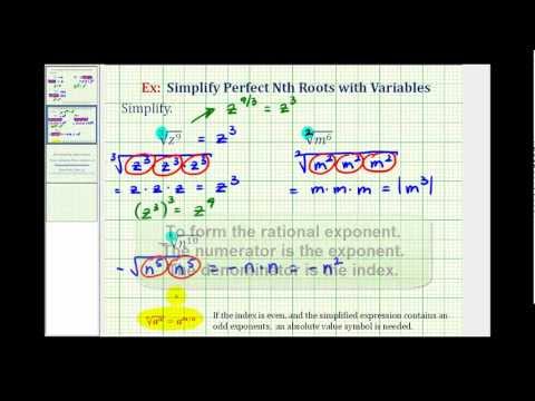 Ex 2: Simplifying Perfect Nth Roots Containing Variables | Math Help ...