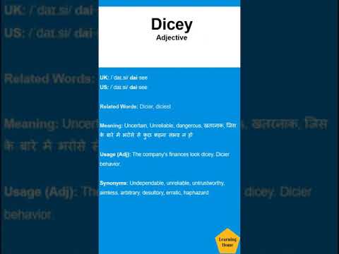 Dicey meaning pronunciation and synonyms #Shorts​