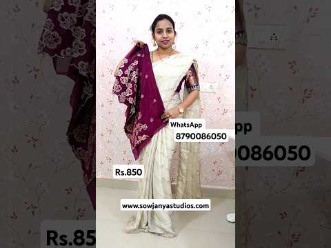 Code : WHEAT Category: DESIGNER WEAR CHINNON FABRIC Gold Print Saree WORK Blouse @sowjanyastudios