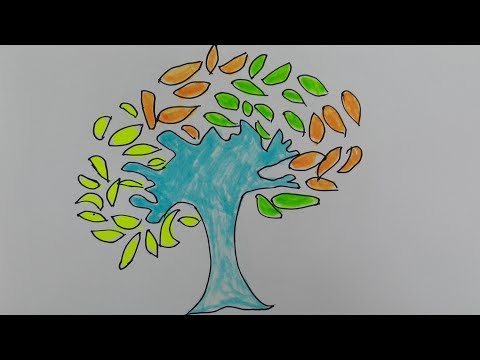 How to draw a Spring Tree-summer tree drawing-draw a spring tree step ...