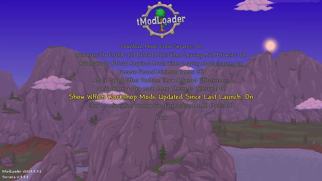tModLoader - How to disable show which workshop mods updated since last launch option?