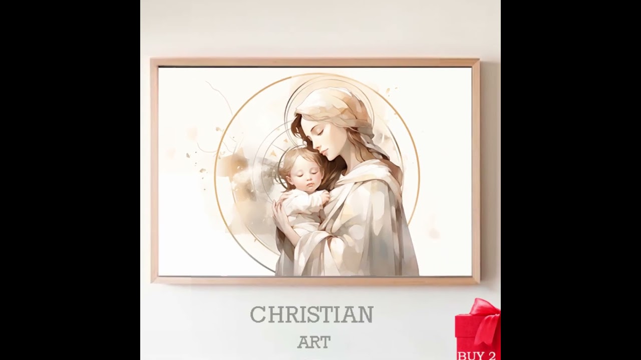 Mary,Mother of Jesus, Mary and Jesus Wall Art, The Good Shepherd,,Bible Art, Mary and Jesus Wall Art