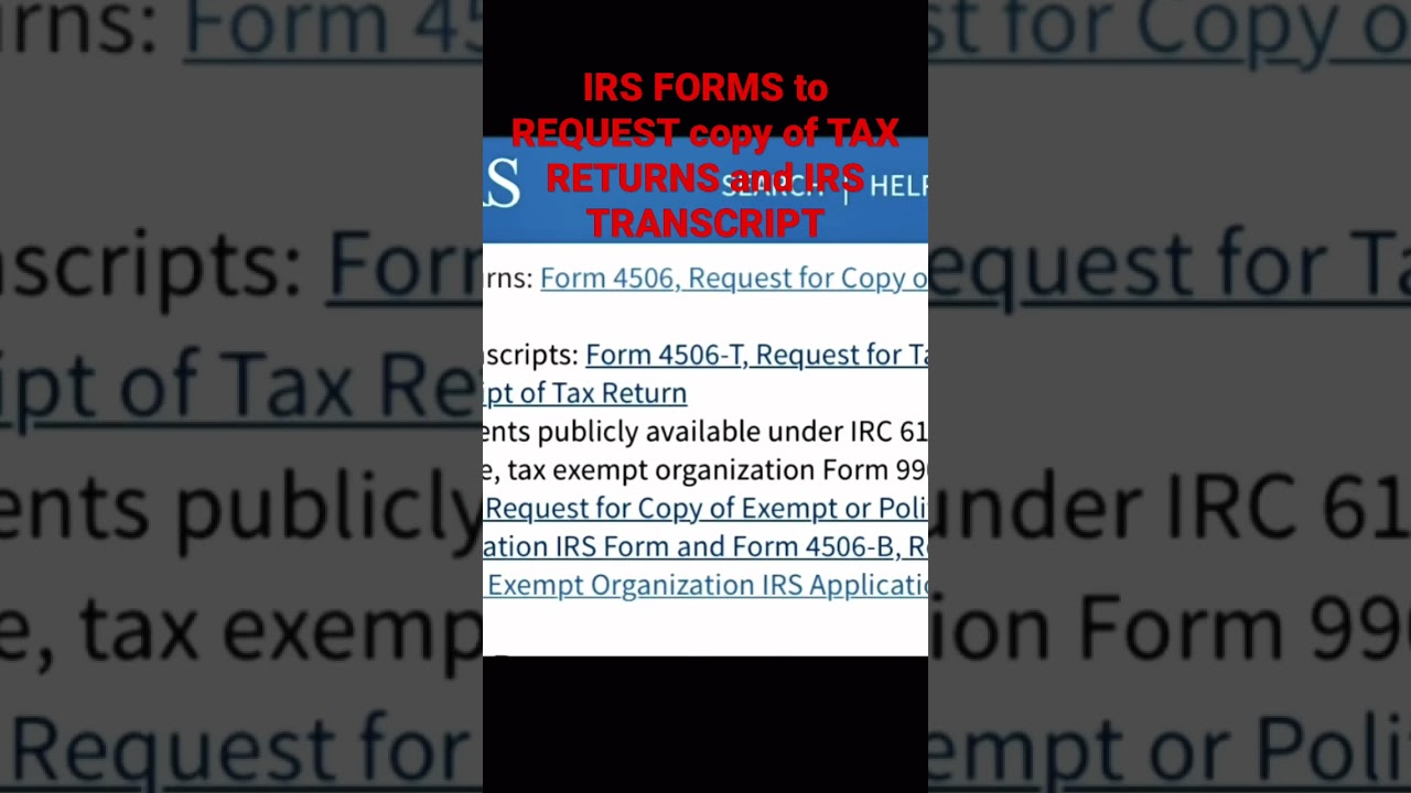 HOW to REQUEST a COPY of YOUR Tax Return and IRS TRANSCRIPT 2022