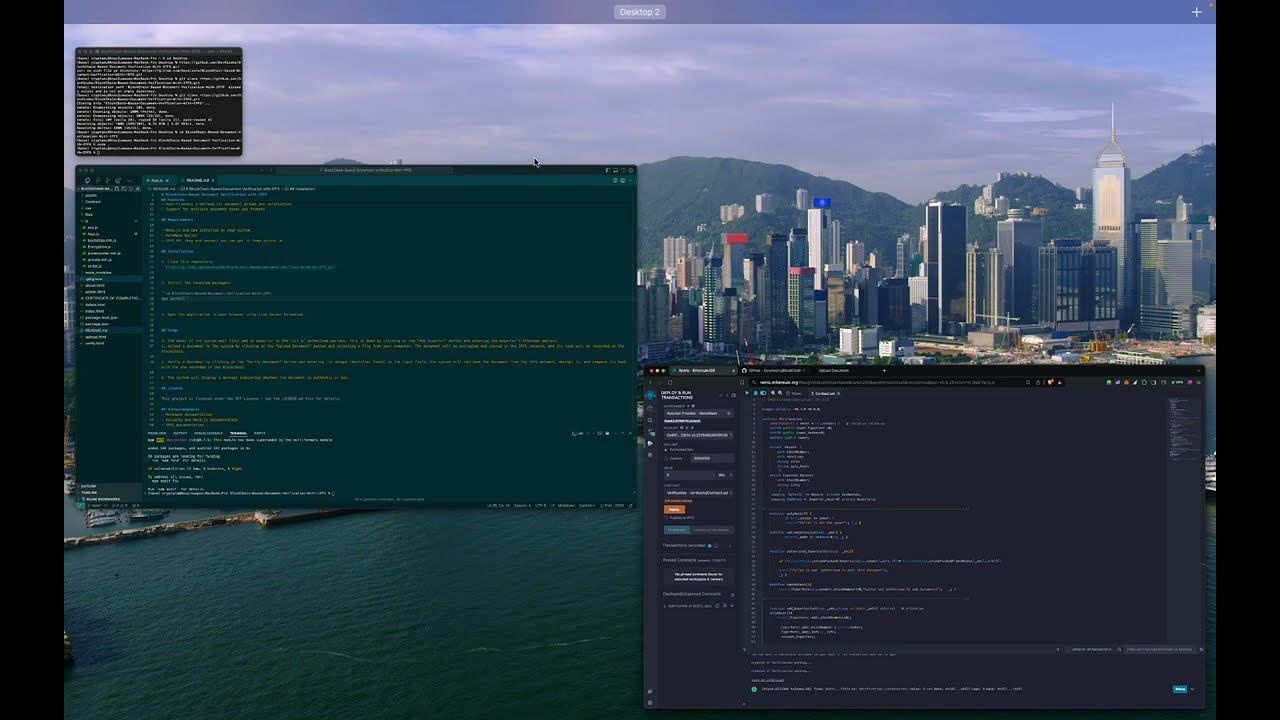 Blockchain based documents verification system with IPFS in Java Script & Solidity