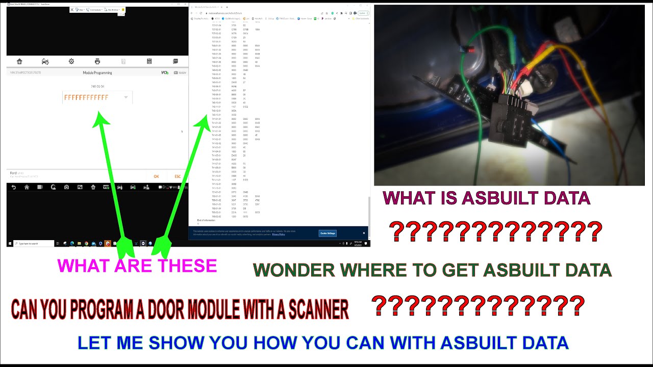 How to program a Ford door module using asbuilt data, where to locate asbuilt and install the data.