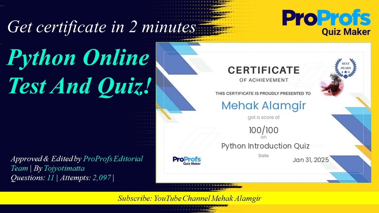 python programming quiz 2025 by @proprofs