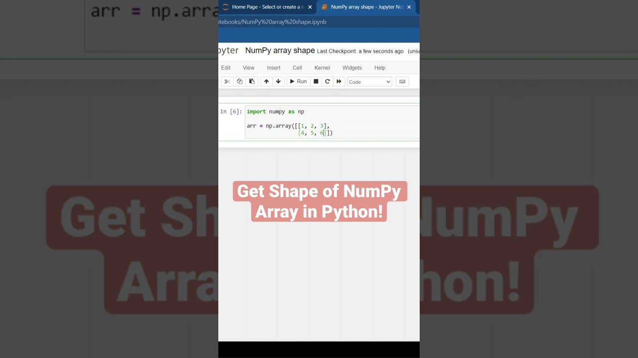 Get Shape of NumPy Array in Python! #shorts #python #programming #coding #numpy