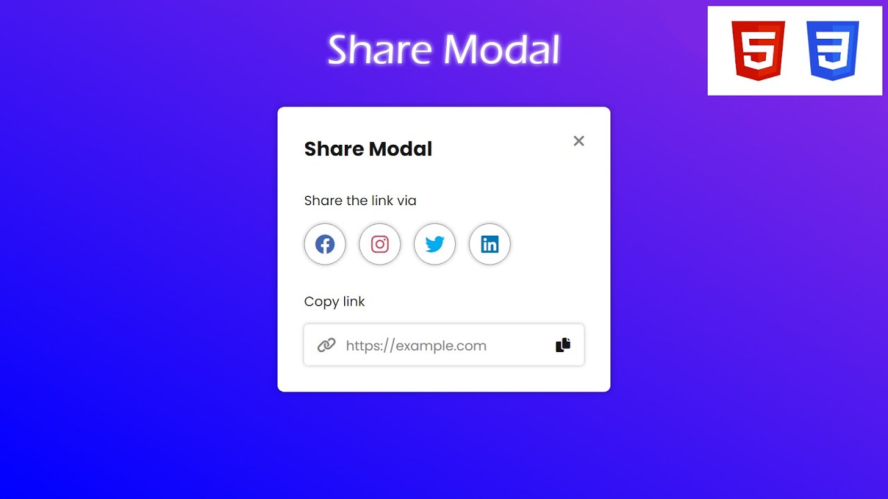 Make a Share Modal with HTML, CSS & JavaScript