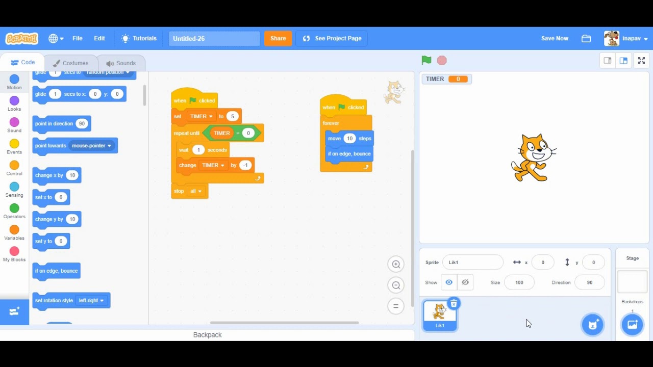 Scratch - timer and countdown timer