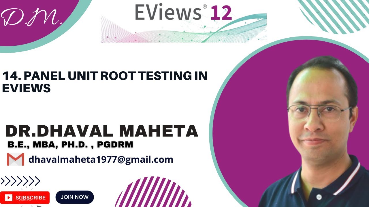 14. Panel Unit Root Testing using EViews || Dr. Dhaval Maheta