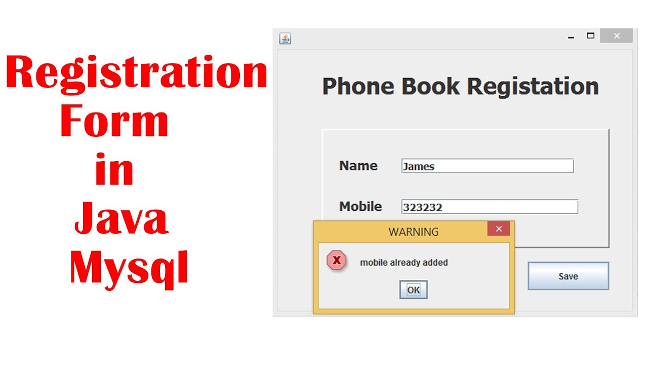 Registration Form in Java Mysql