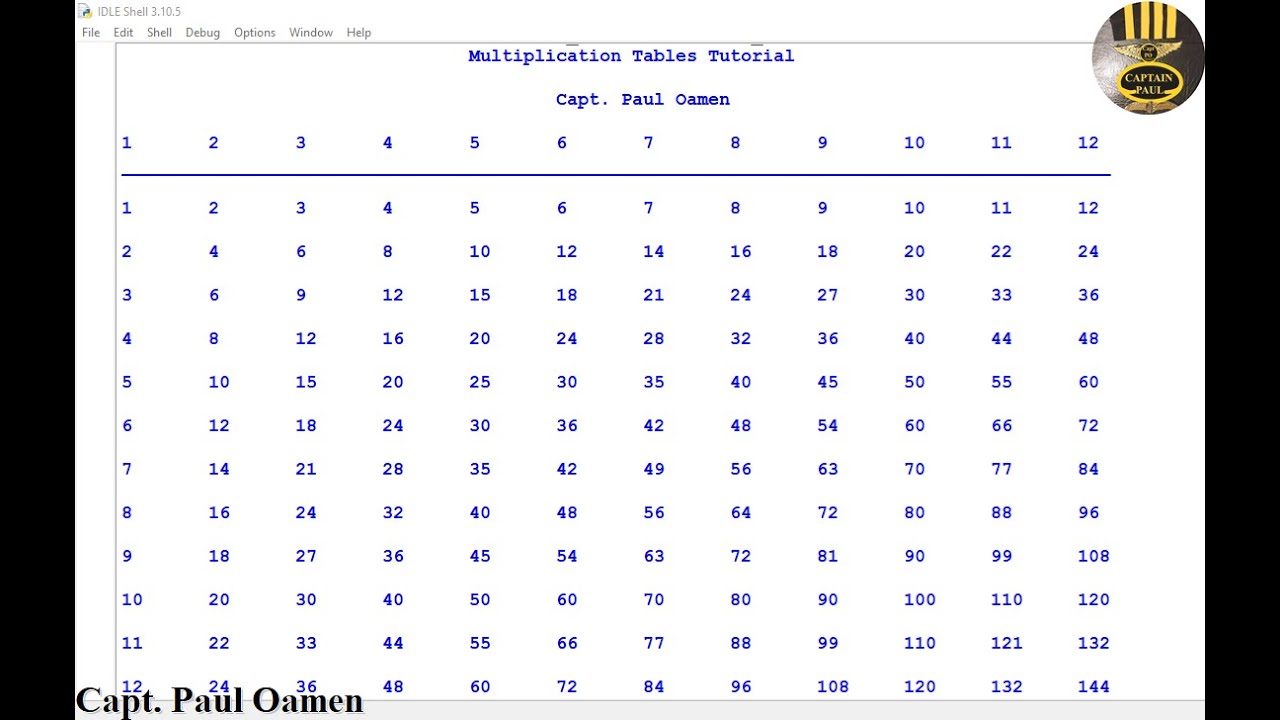 Beginners Tutorial of How to Create a Multiplication Timetables in Python in 5 minute