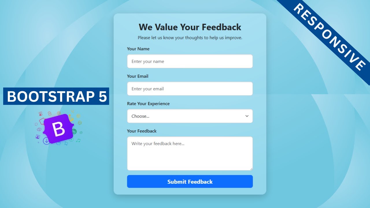 Feedback form using Bootstrap 5 | Responsive Feedback Form | #feedback form