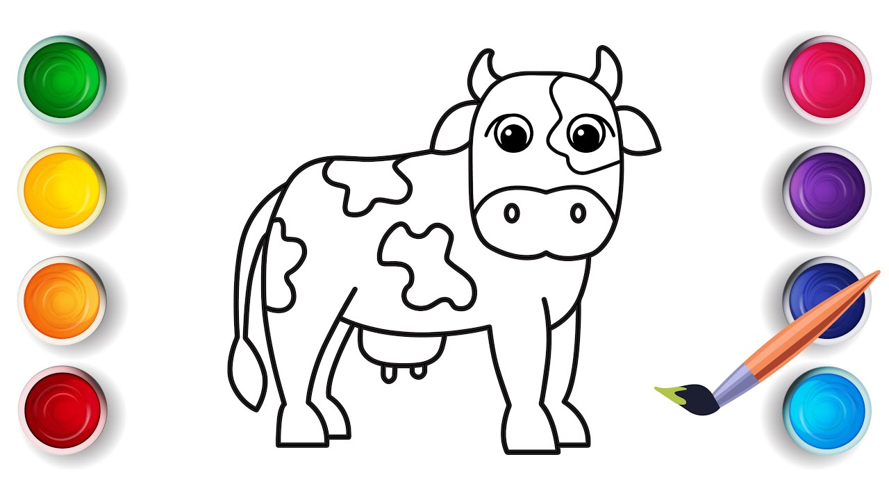 Cow Coloring Pages for Kids | Farm Animal Coloring Videos For Fun And Relaxing