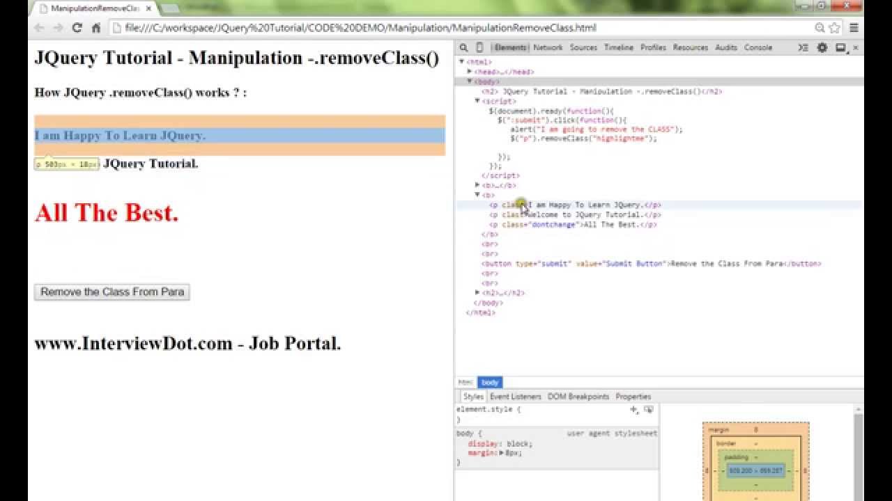 JQUERY REMOVECLASS METHOD DEMO