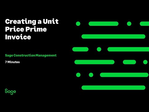 Sage Construction Management - Create a Unit Price Prime Invoice