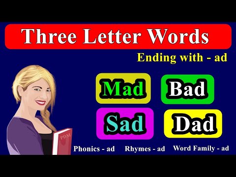 Three Letter English Words Ending with AD | Phonics AD | Word Family | Sight Words | Rhyming Words