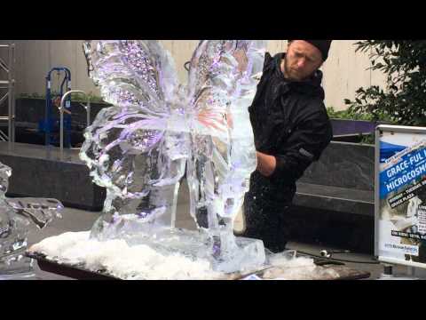 ice carving in Grace Plaza in NYC