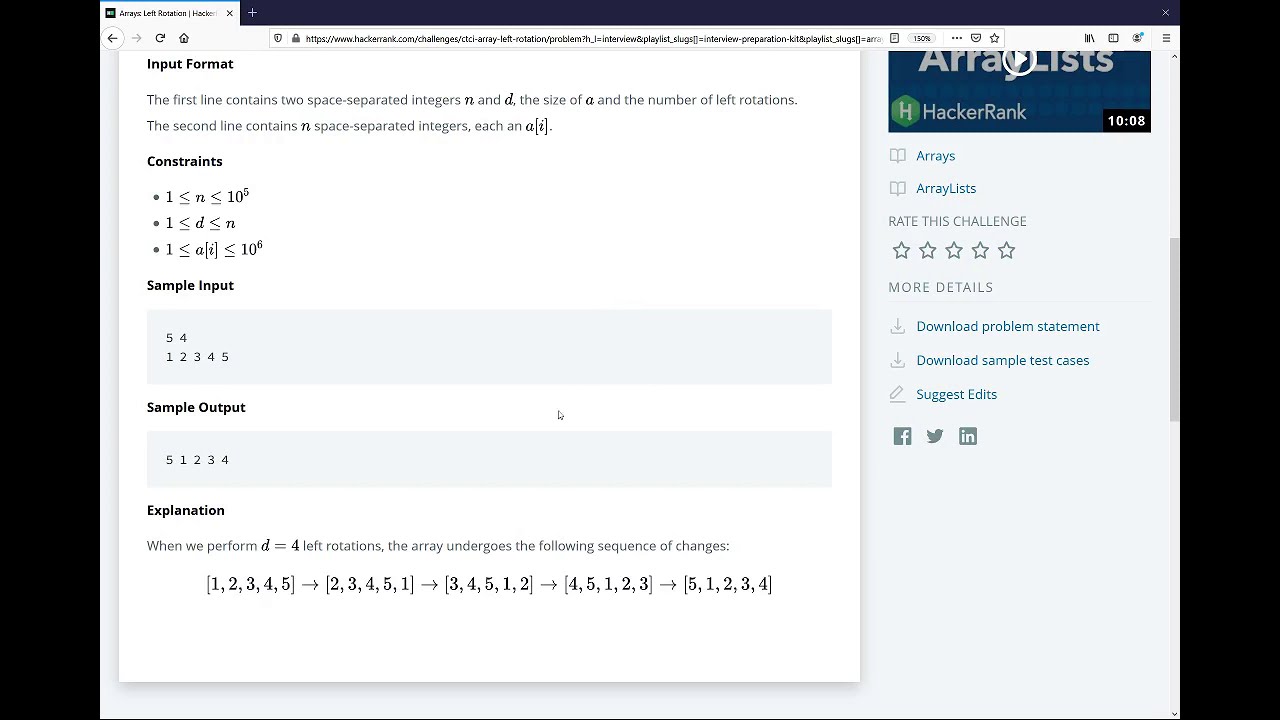 HackerRank Arrays Left Rotation
