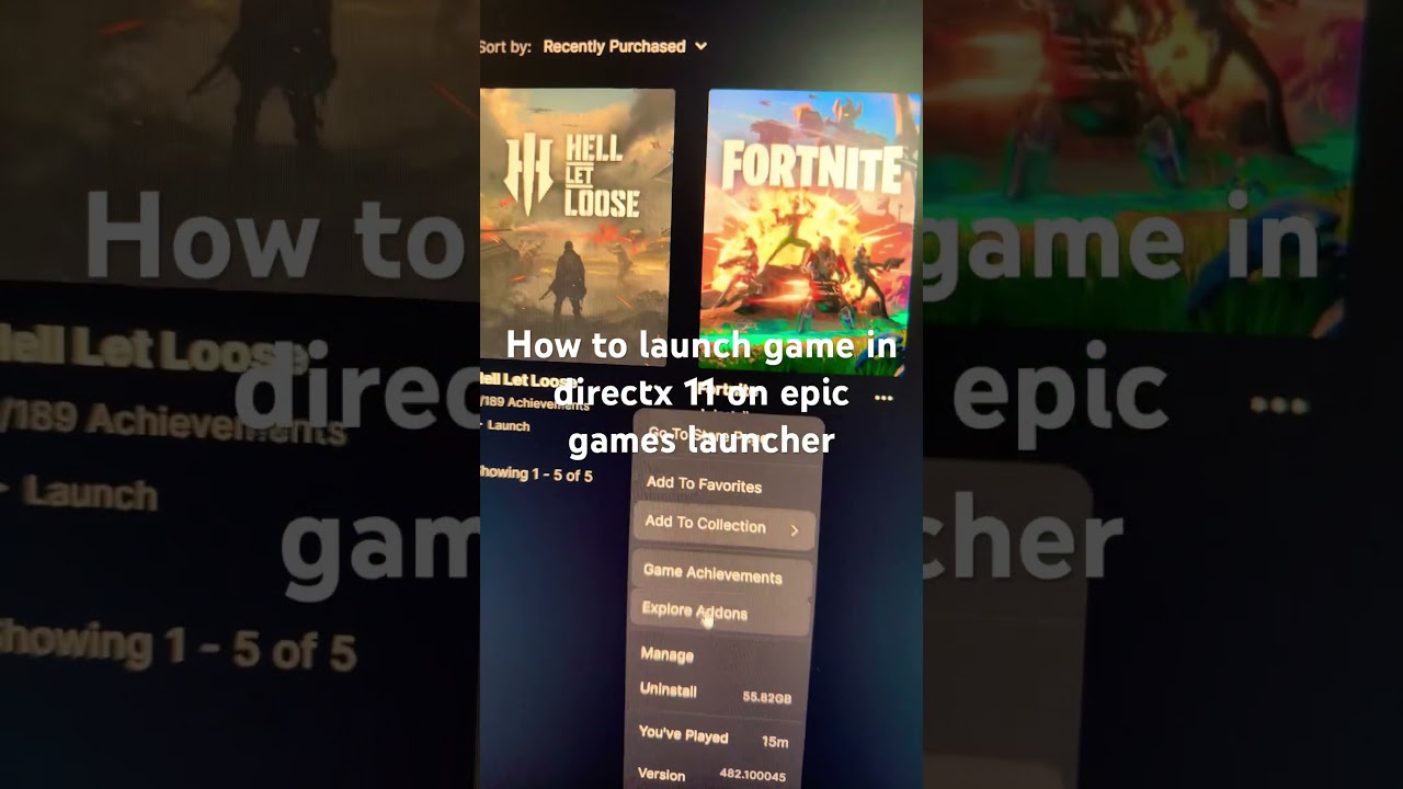 How to launch game in directx 11 on epic games launcher