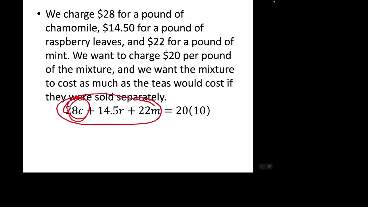 Solving Mixture Problems Using Matrices